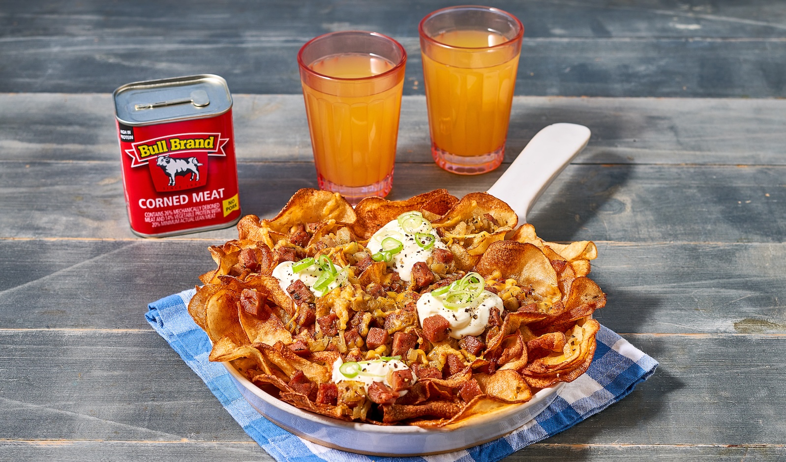 Bull Brand Corned Meat Loaded Potato Nachos - Bull Brand