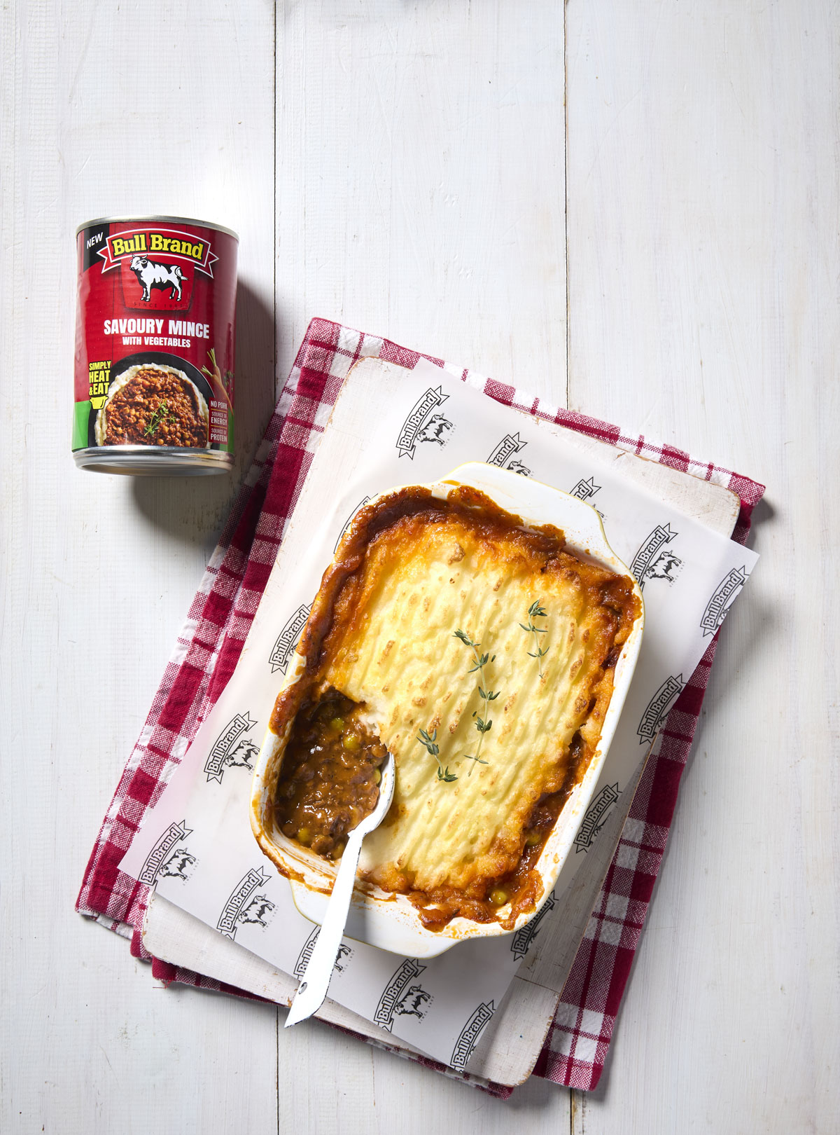 Savoury Mince with Rhodes Peas Cottage Pie - Bull Brand